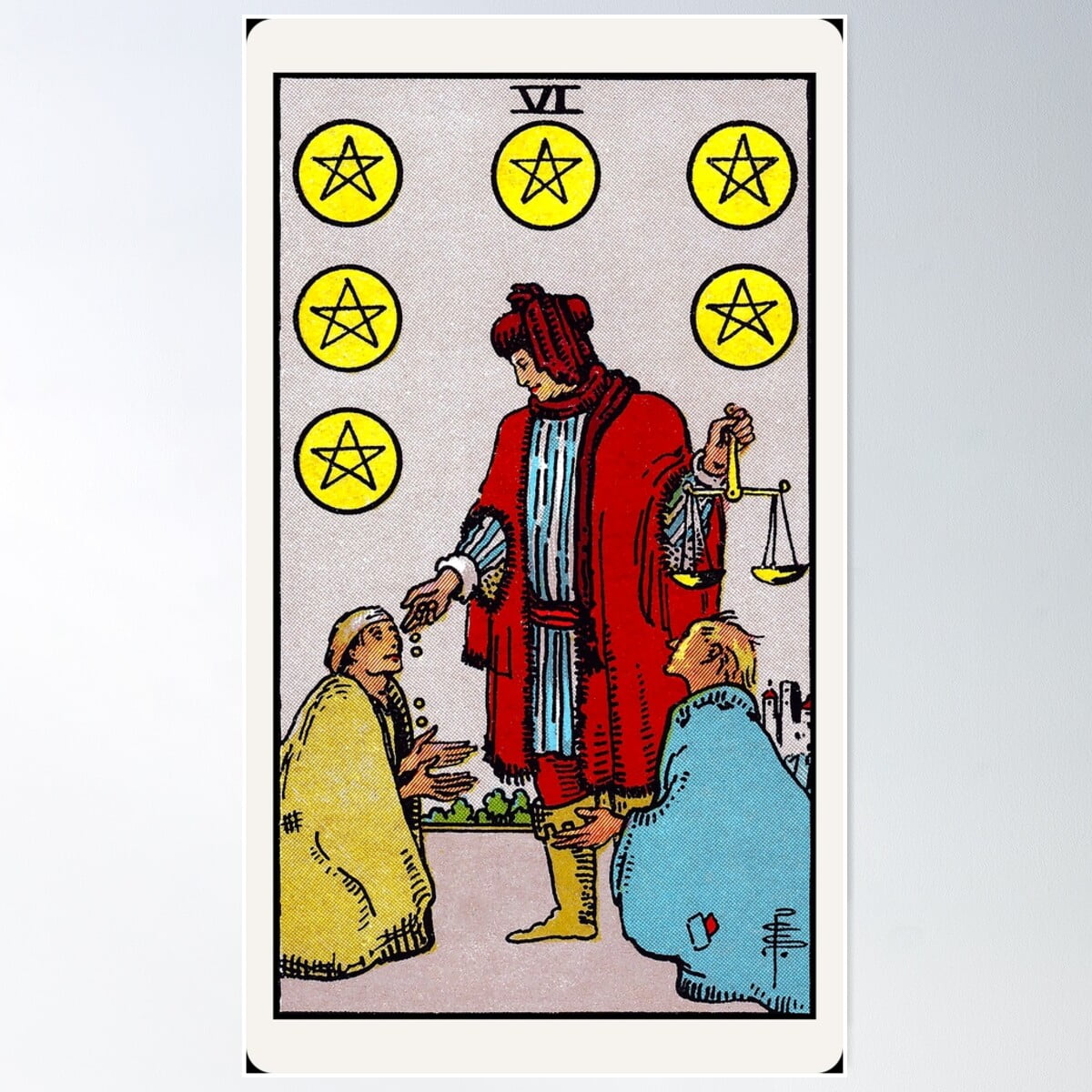 Card #69 - Six Of Pentacles - Rider Waite Smith Tarot Poster Wall Art ...