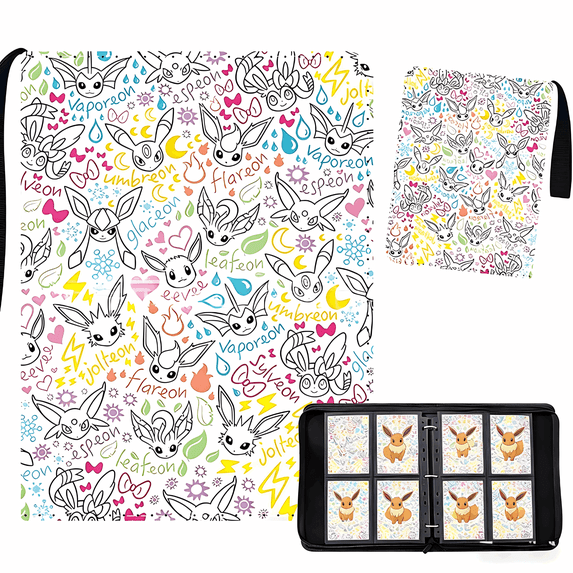 Card Binder 4 Pocket PU Leather with 50 Removable card sleeves TCG ...