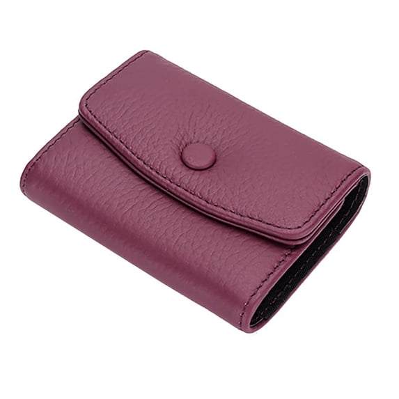 Card Case Genuine Leather Small Short Button Credit Card Wallet Holder ...