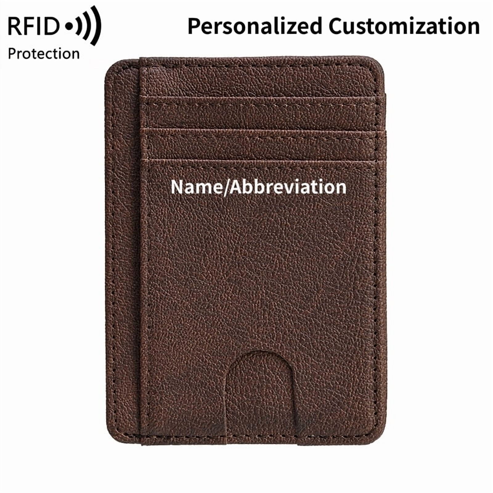 Card Cases Slim Wallet for Men and Women, Customized Personalized Laser ...