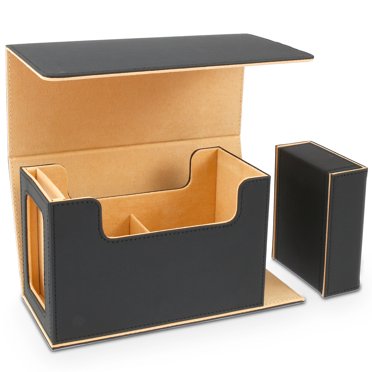 Large 3-Tray Card Storage Box, Faux Leather, 220+ Sleeved Cards, for ...