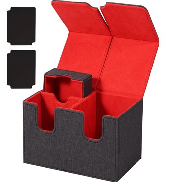 Large 3-Tray Card Storage Box, Faux Leather, 220+ Sleeved Cards, for ...