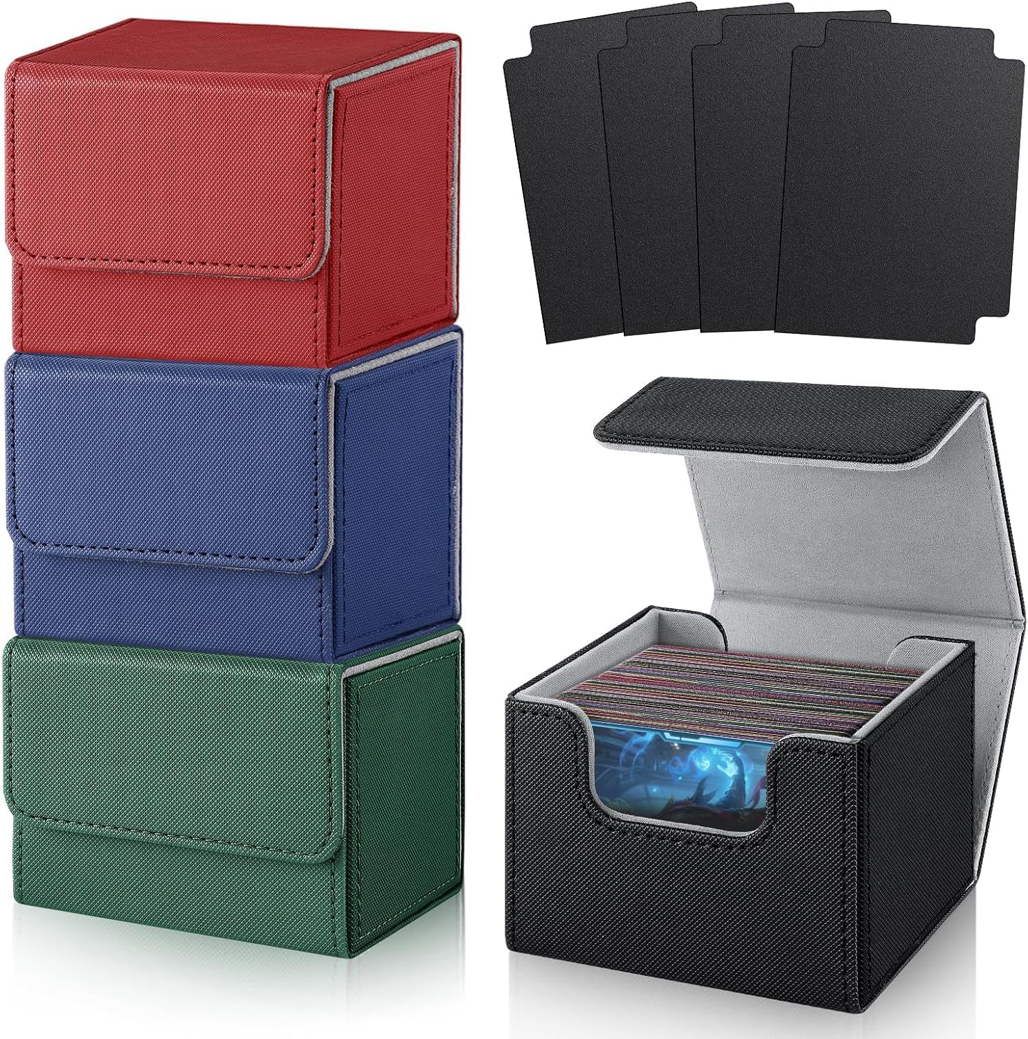 Card Deck Boxs Fit for MTG Deck Box with Black Card Dividers, 4 Pack ...