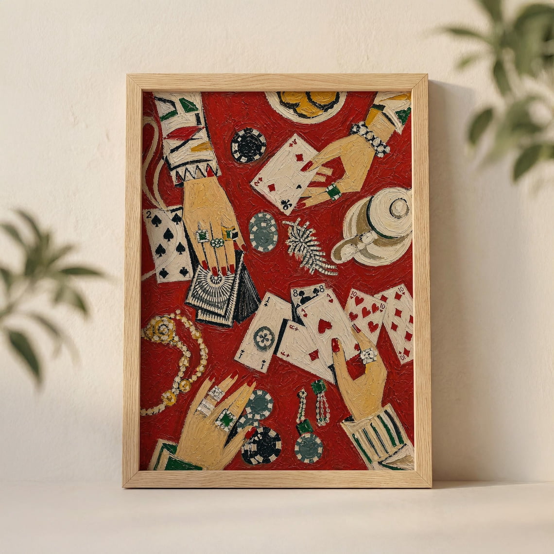 Card Game Red Maximalist Poker Playing Cards And Jewelry, Unframed ...