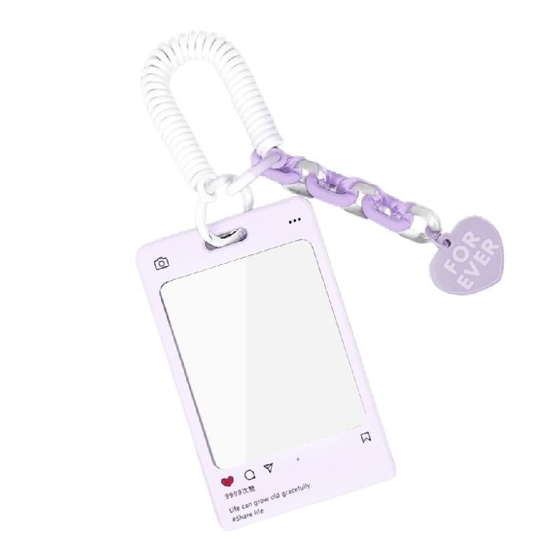 Card Holder Acrylic Ferrule Keychain Transparent Korean Postcard Cover ...