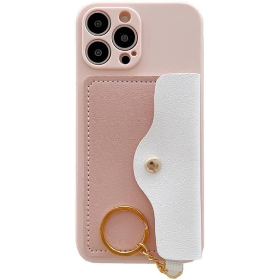 Card Holder Camera Protection Phone Case for iPhone (iPhone 15 Pro,Pink ...