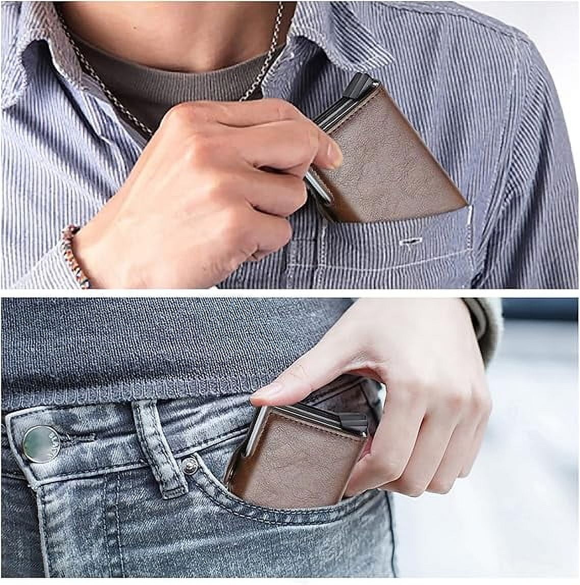 Card Holder, Front Pocket Anti-theft-RFID Auto Pop up Travel Thin ...