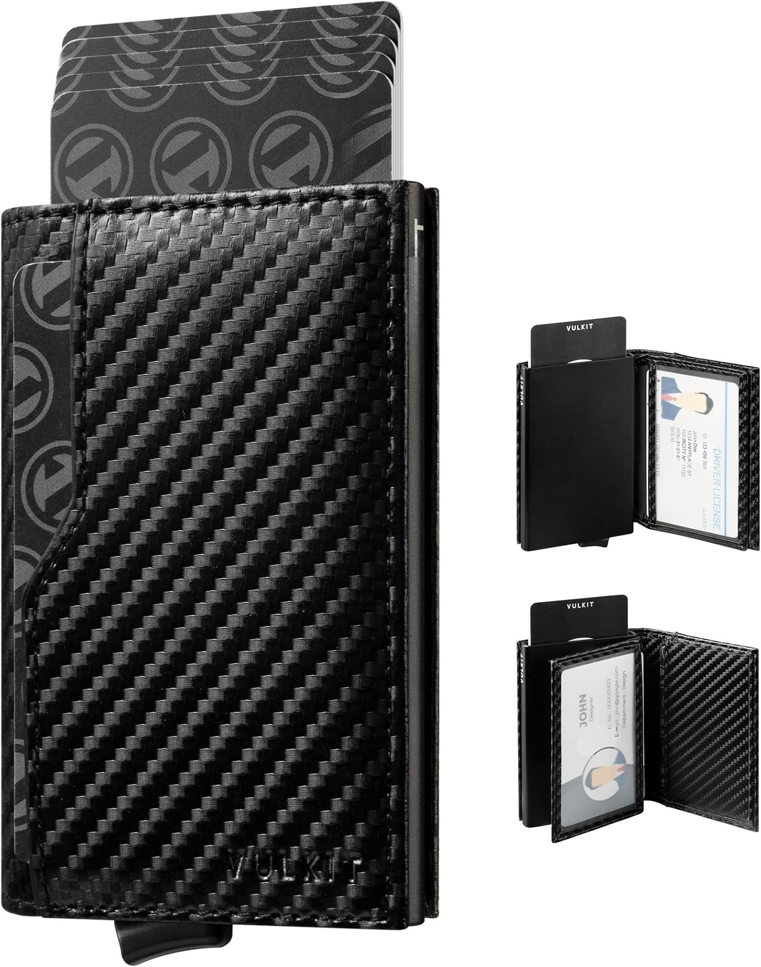 Card Holder Wallet with Double ID Windows RFID Blocking Pop Up Wallet ...