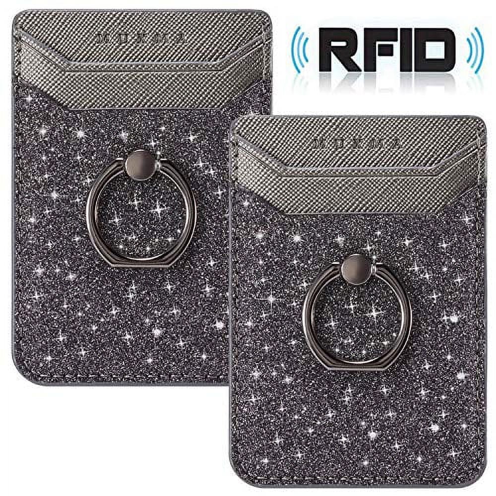 Card Holder for Back of Phone,RFID Blocking Ring Pocket Wallet Stick on ...