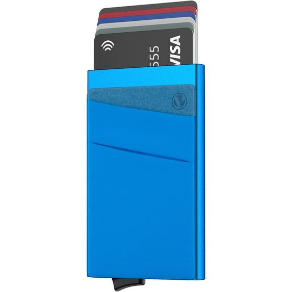 Card Holder with Pocket Pop Up Wallet RFID Blocking Slim Metal Card ...