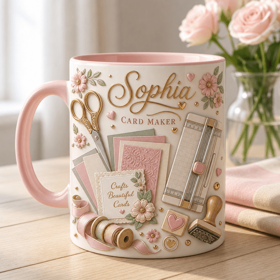 Card Maker Mug with 3D Effect Personalized Name Crafting Gift for Paper ...