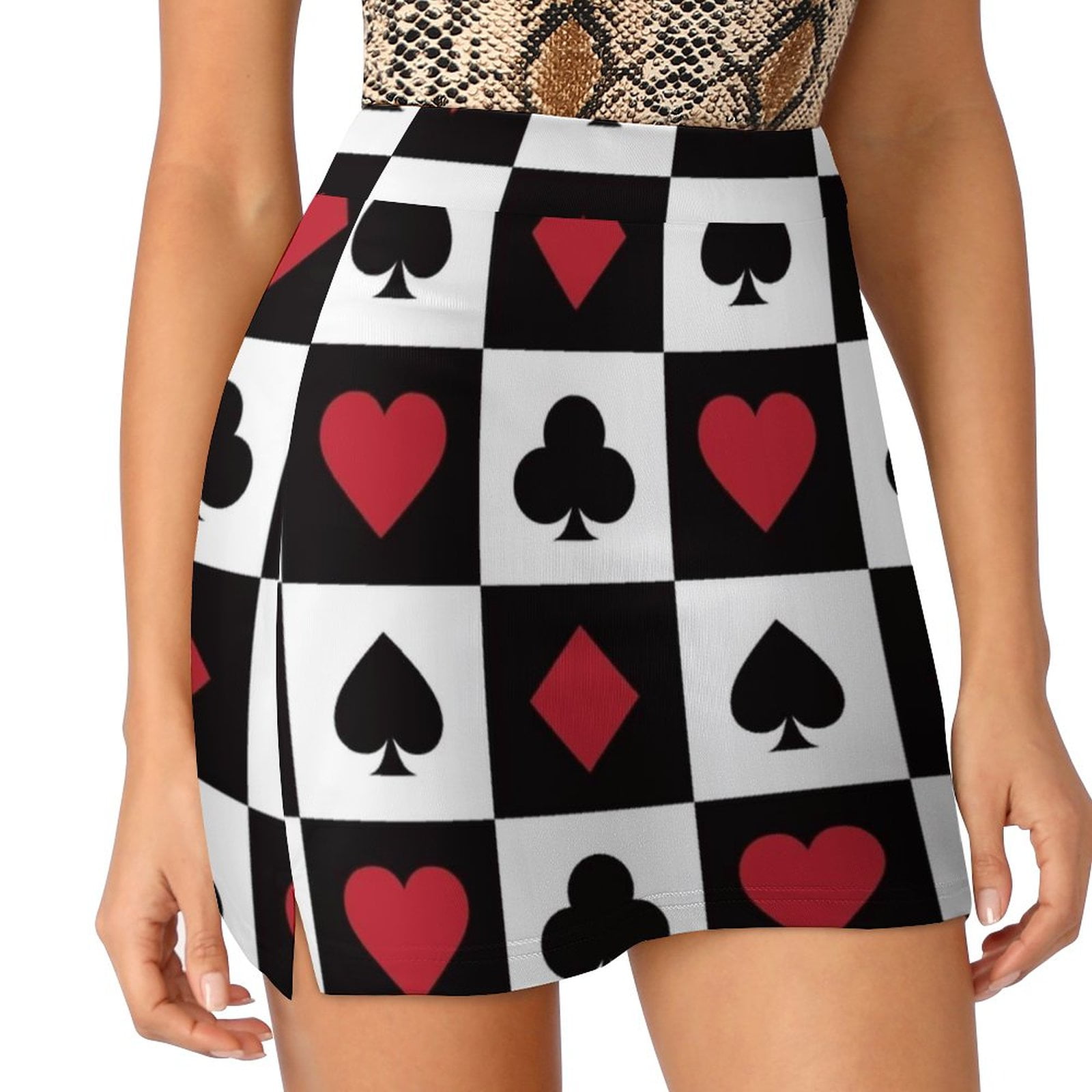 Card Pattern-Red Skirts Woman Fashion 2025 Pant Skirt Mini Skirts ...