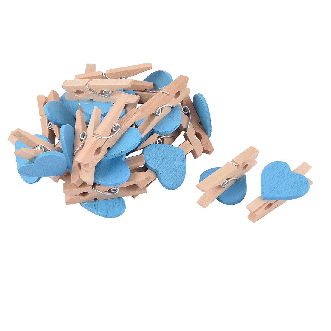 Card Photo Love Heart Clothespin Spring Pegs Wooden Clip Blue 20pcs ...