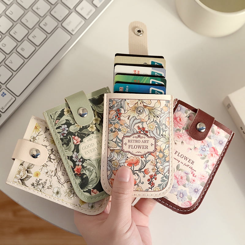 Card Pockets PU Leather Mini Wallets RFID Blocking ID Card Holder ...