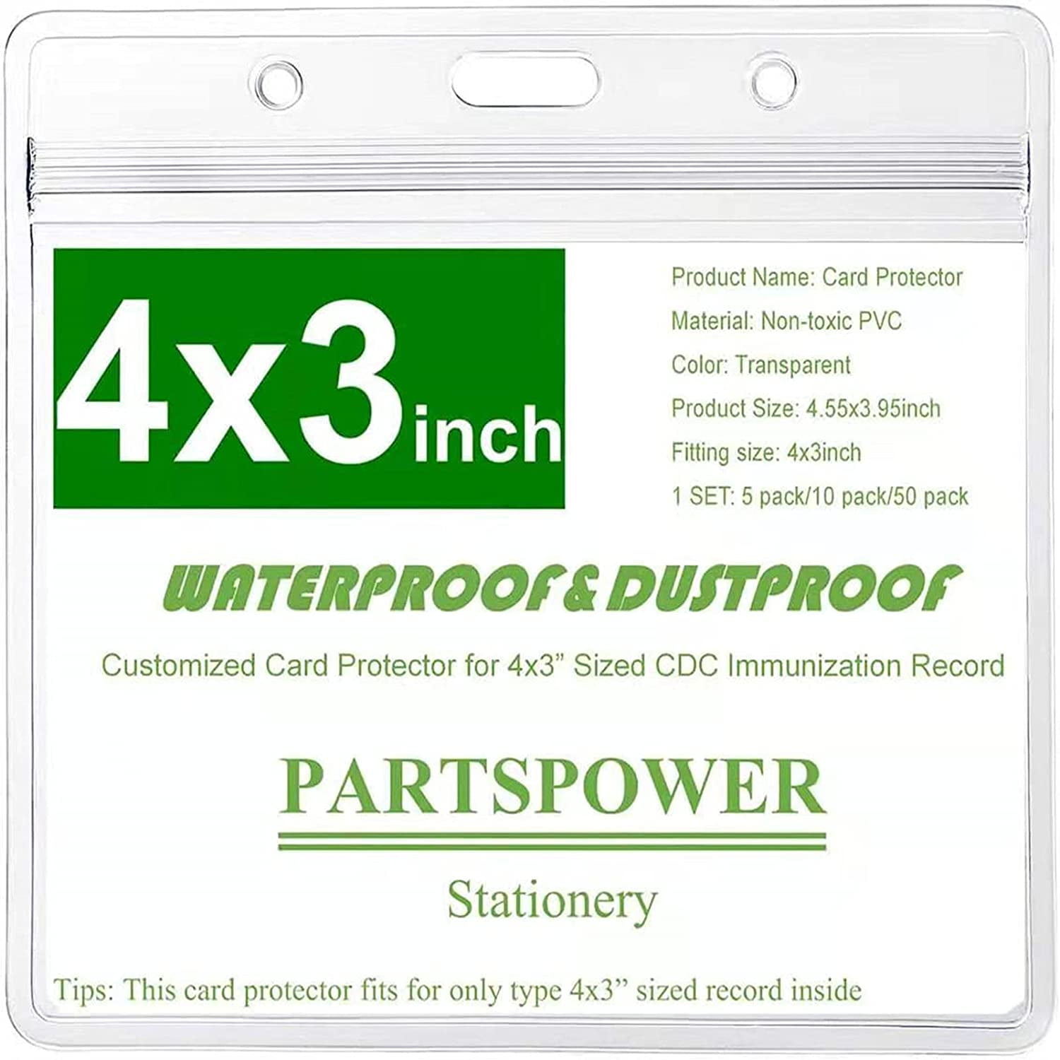 Card Protector 4x3 Inches,Horizontal ID Badge Holder for Name Tag ...