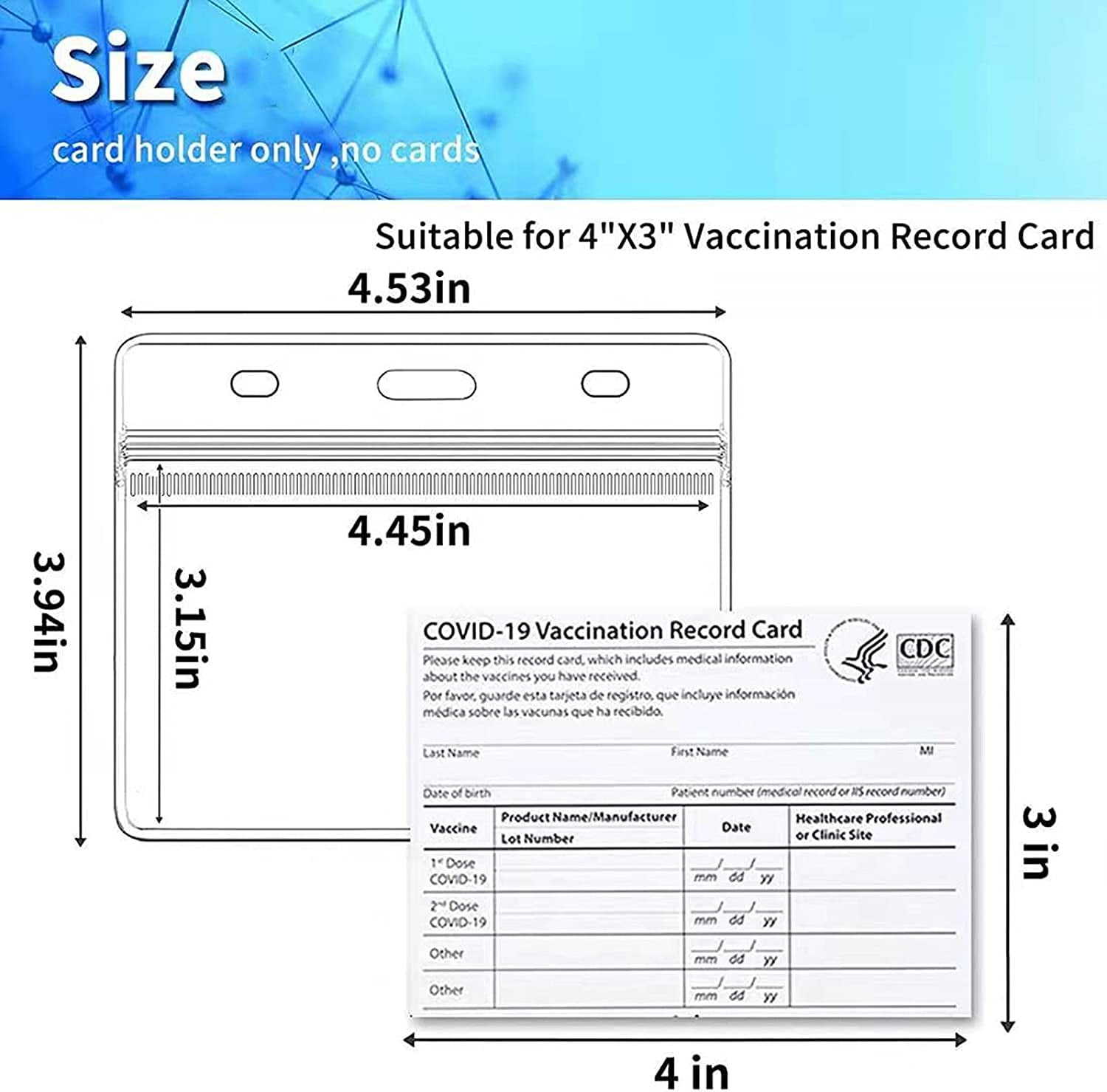 Card Protector 4x3 Inches,Horizontal ID Badge Holder for Name Tag ...