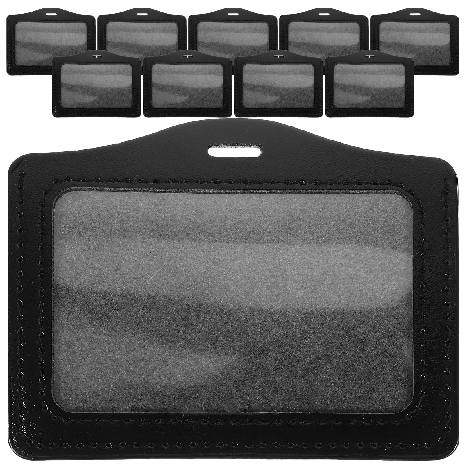 MIPCASE 10Pcs Id Holder Horizontal Black Reusable Badge Sleeve for ...