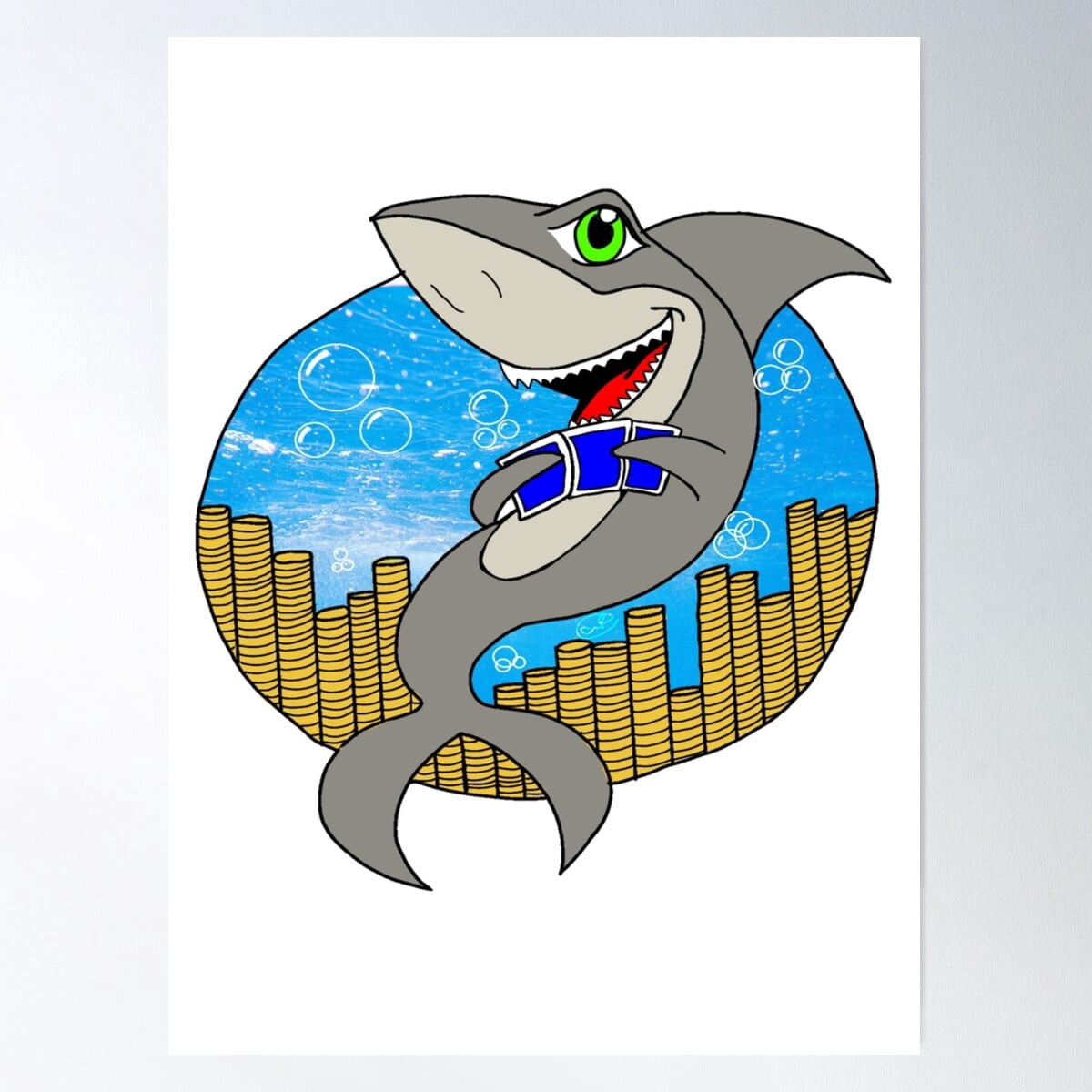 Card Shark Poster Wall Art Modern Wall Decor Wall Art Home Decor Cute ...