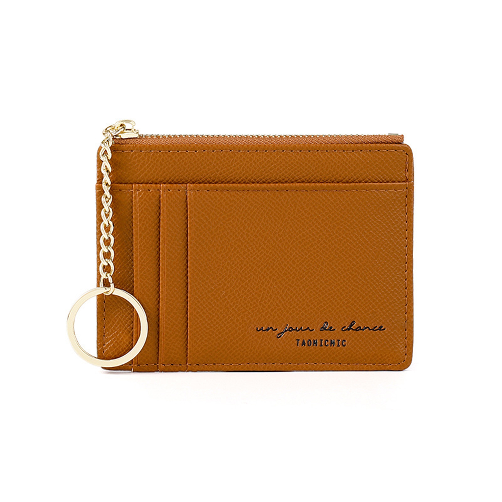 Card Sleeve Zipper Classify Storing Faux Leather 8 Card Compartment ...