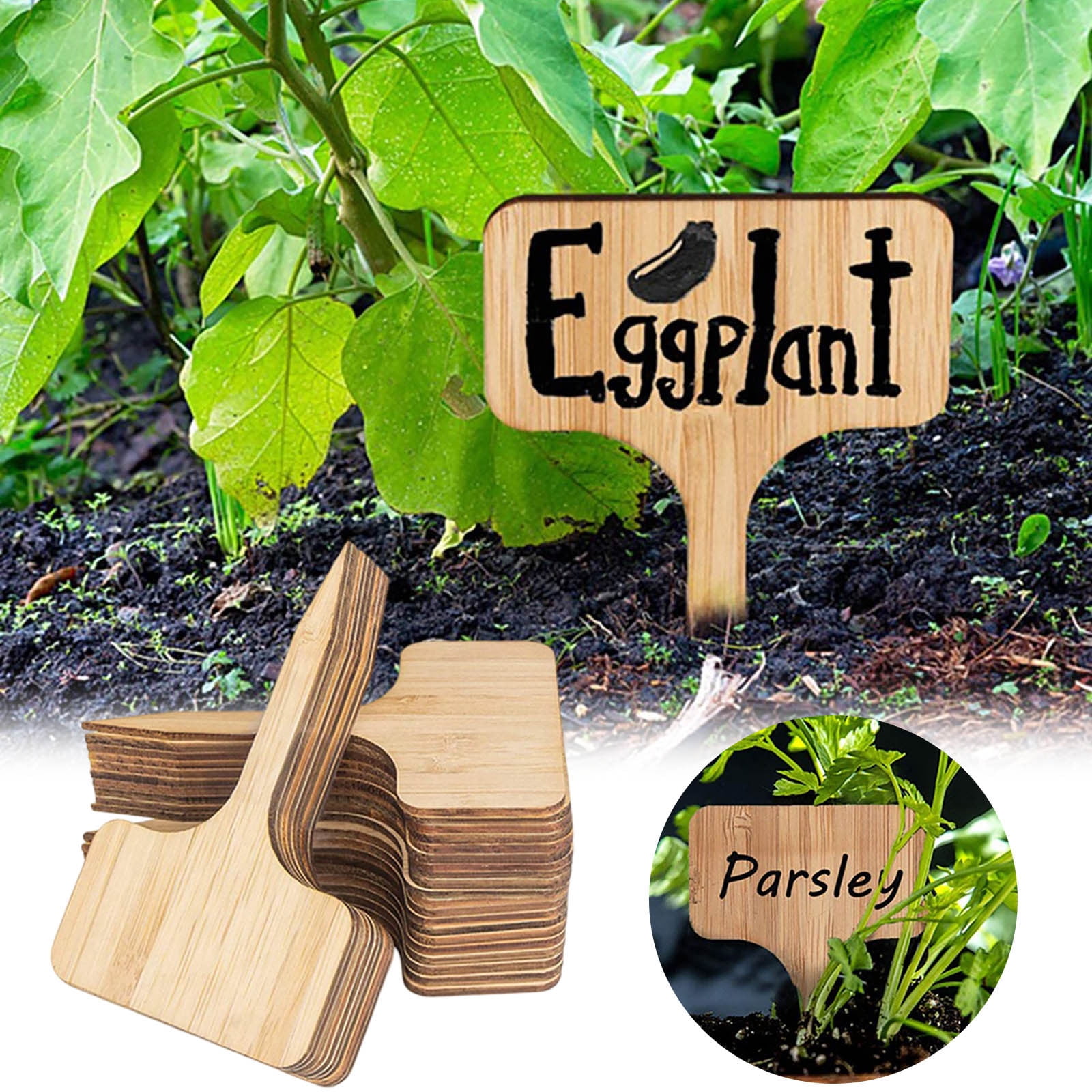 Card Slot 2 Wooden Labels T Shaped Garden Markers Reusable Seedling ...