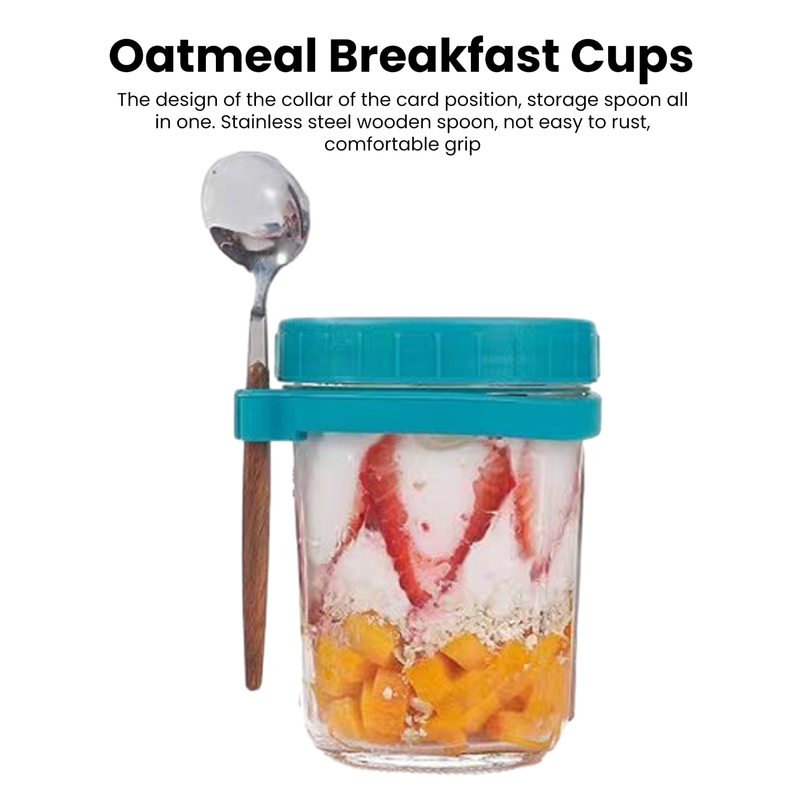 Card Slot Ferrule Oatmeal Cups Oatmeal Cups with Spoon Slot 2pcs Glass ...