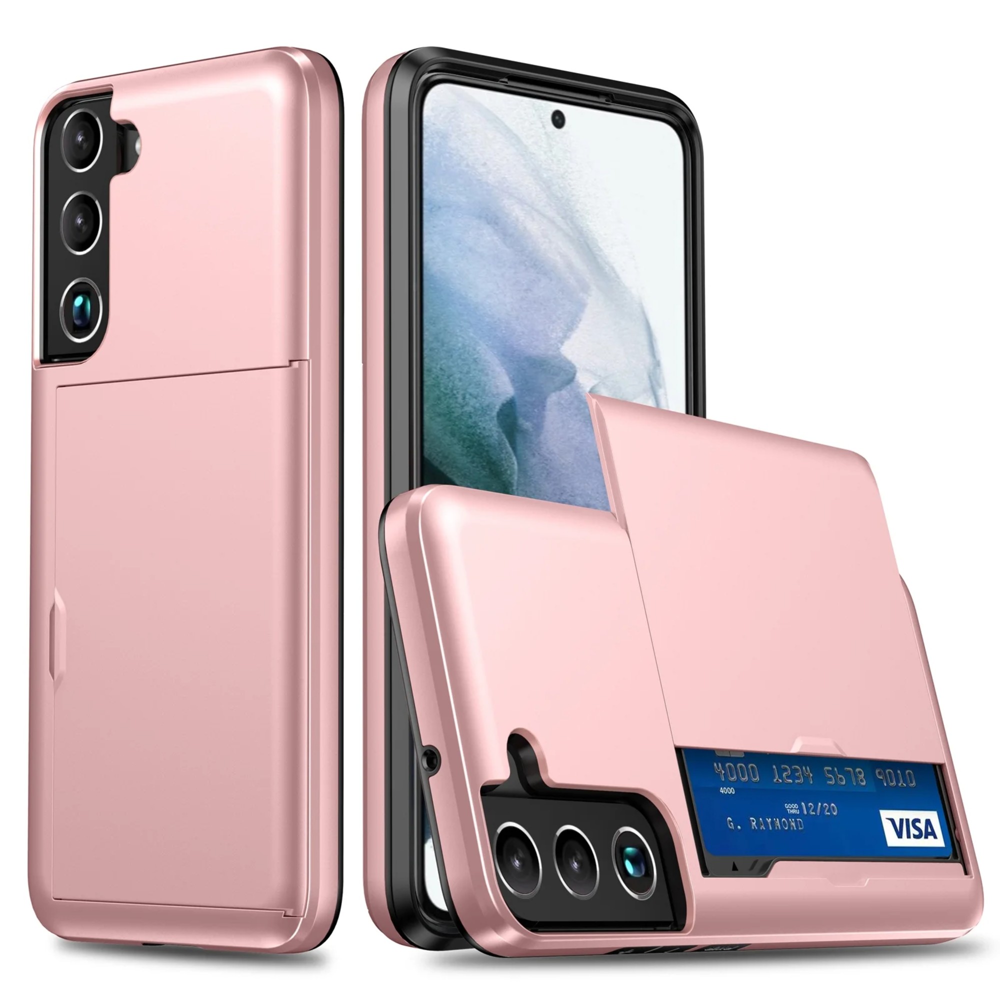 Card Slot Holder Wallet Samsung Galaxy S23 FE - (Rose Gold) Dual Layer ...