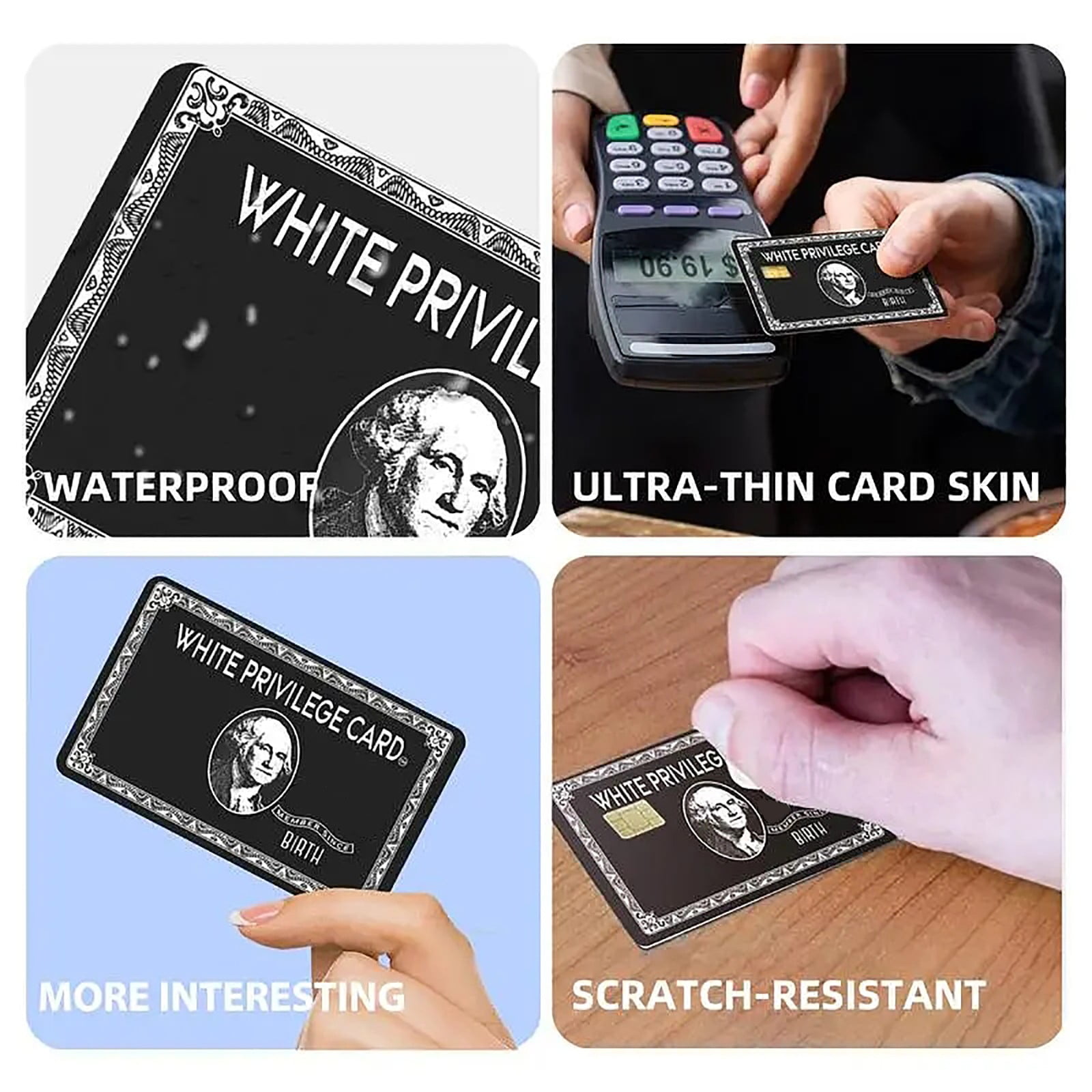 Card Stickers White Privile-ge Sticker Cover Decal Wrap 4 Pack ...