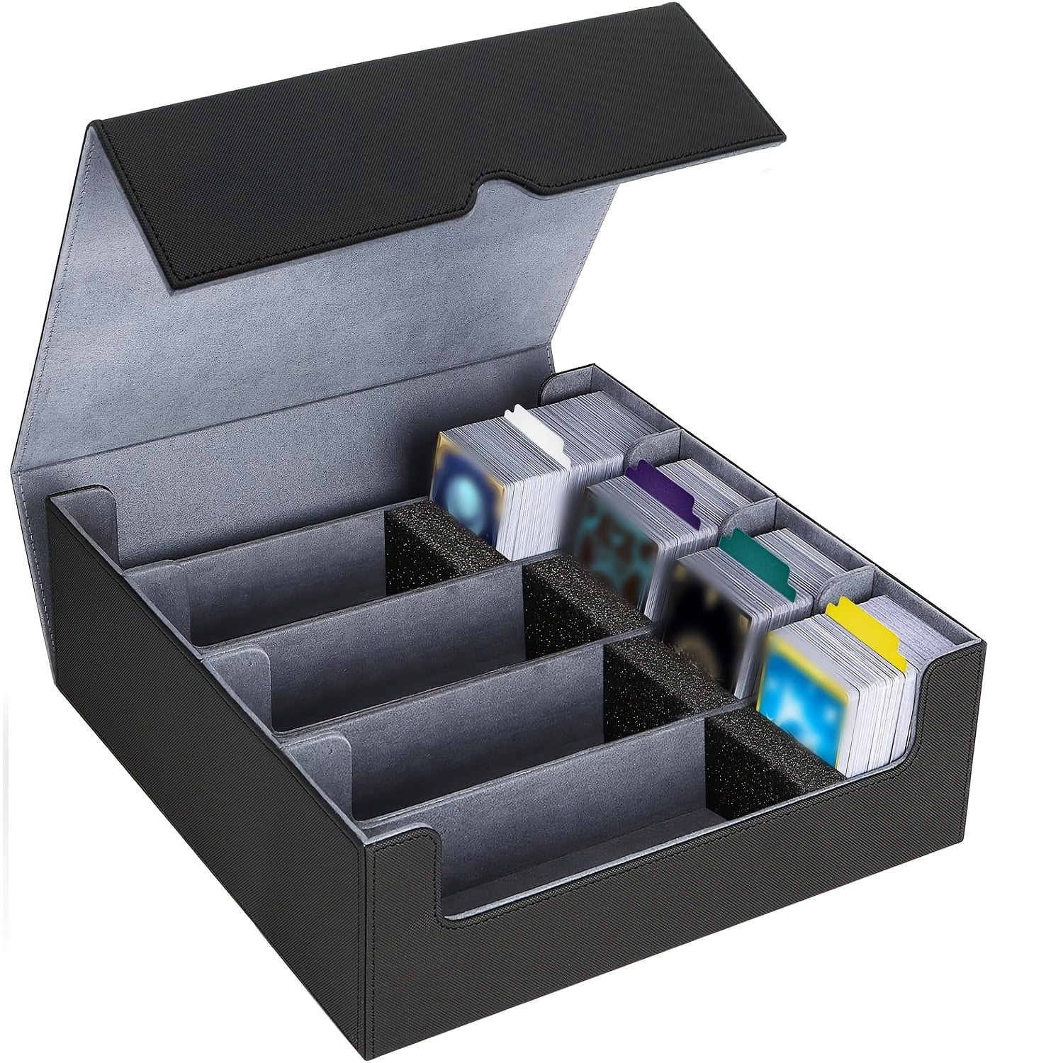 Card Storage Box with 4 Rows and 3200+ Trading Cards, Card Organizer ...