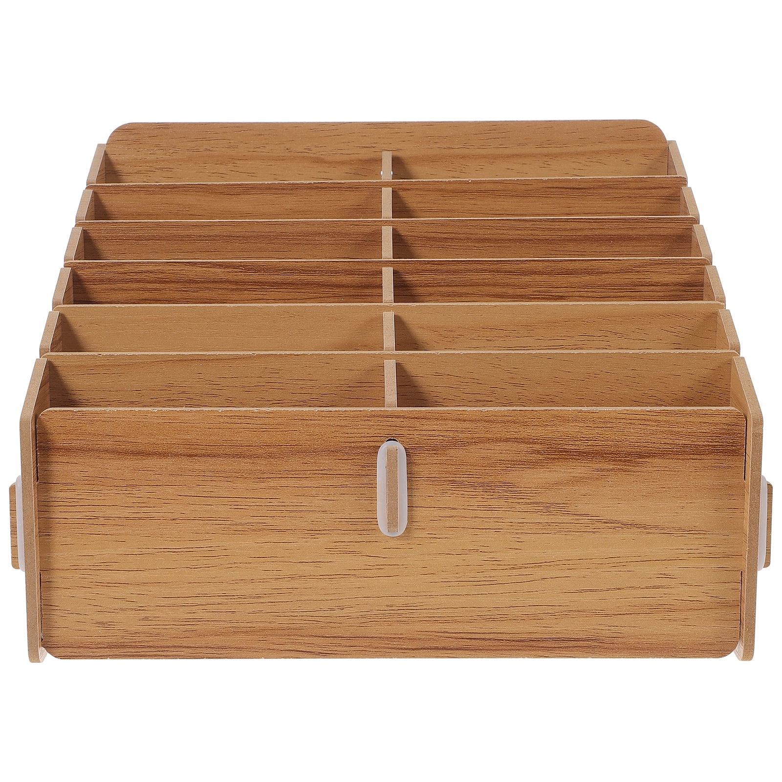 MERRYHAPY Light Brown Wooden Portable Card Storage Box Multi-Grid ...