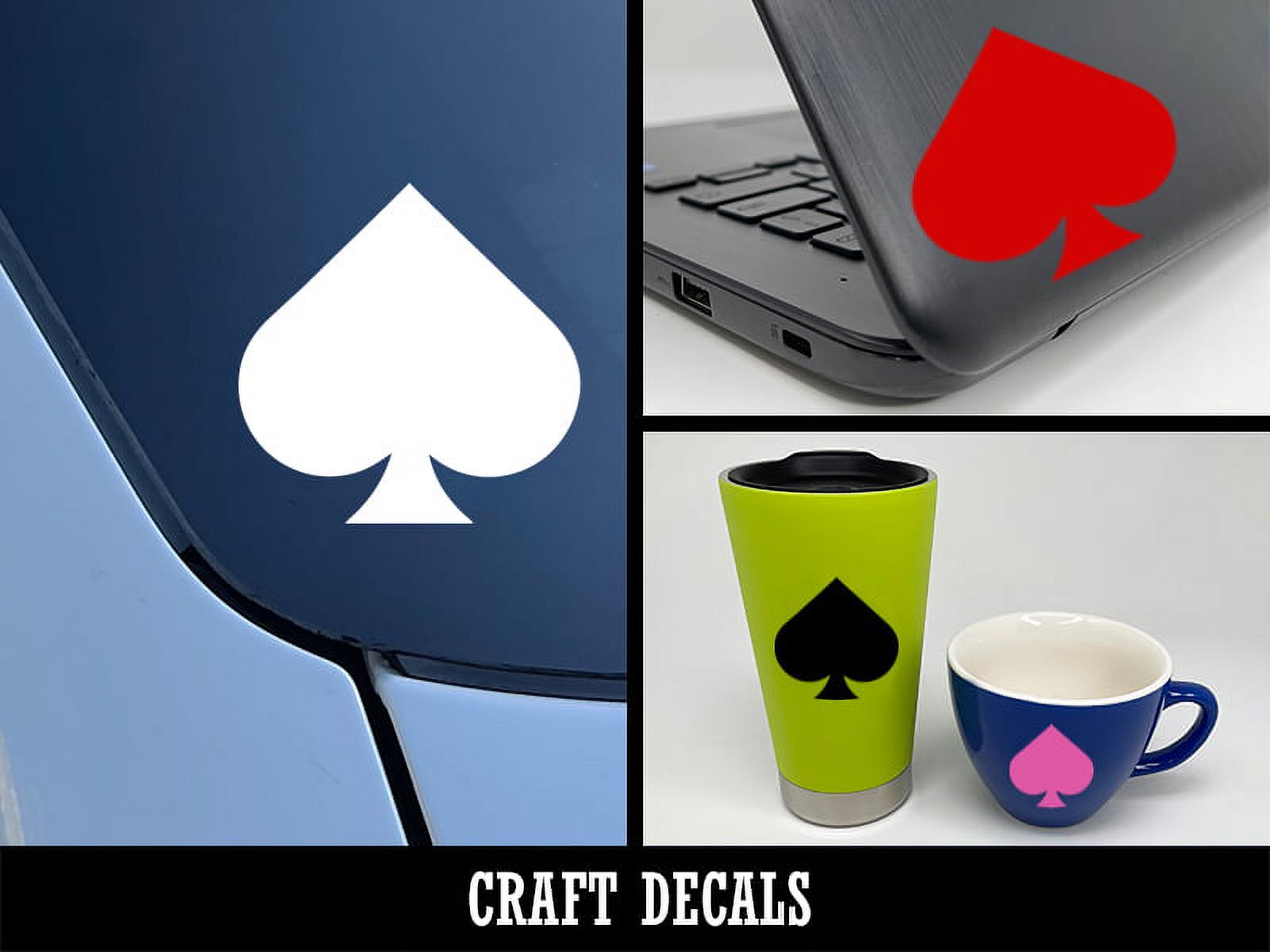 Card Suit Spades Craft Vinyl Indoor Outdoor Decal Sticker - White - 3 ...