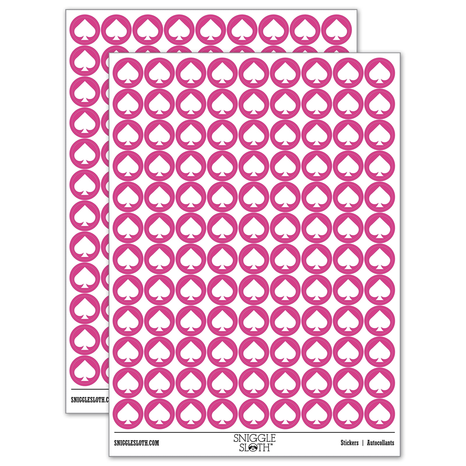 Card Suit Spades 200+ Round Stickers - Hot Pink - Matte Finish - 0.50 ...