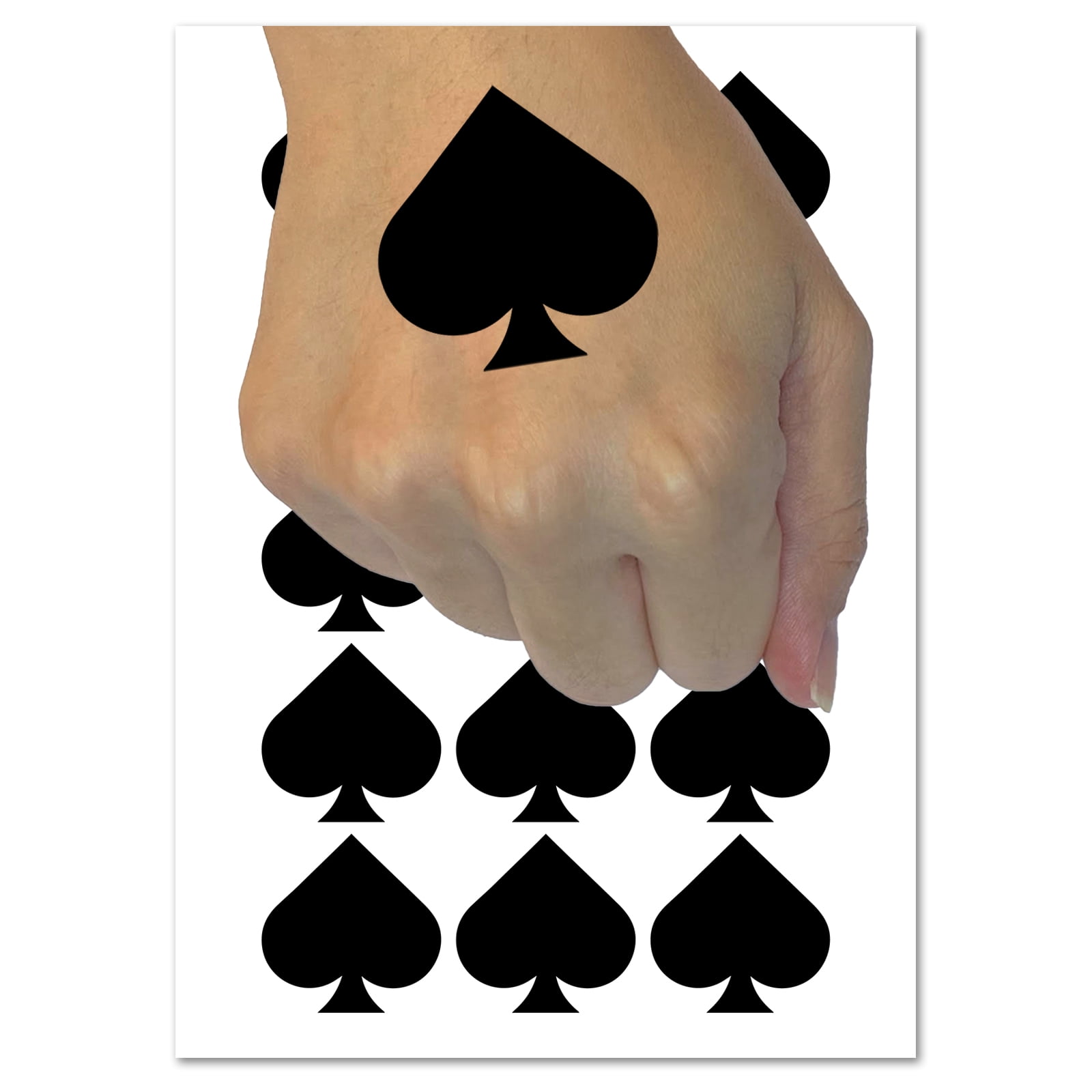 Card Suit Spades Water Resistant Temporary Tattoo Set Fake Body Art ...