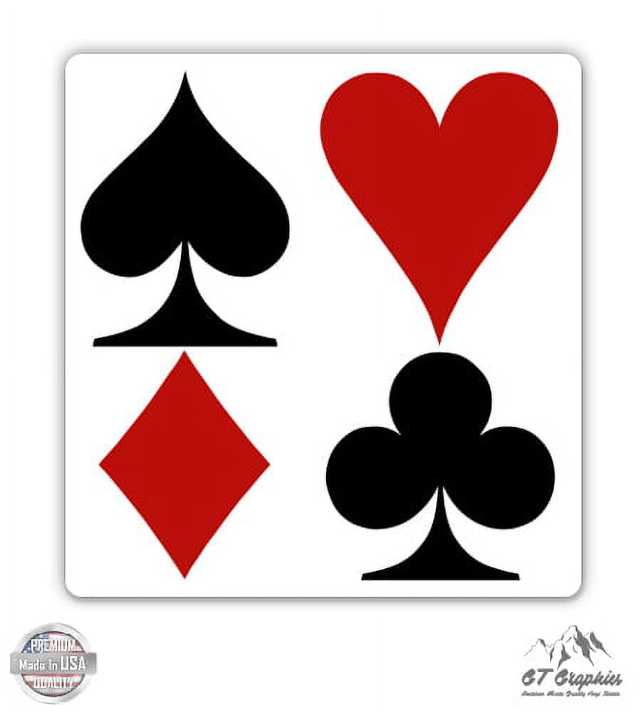 Card Suites - 8" Vinyl Sticker - For Car Laptop I-Pad - Waterproof ...