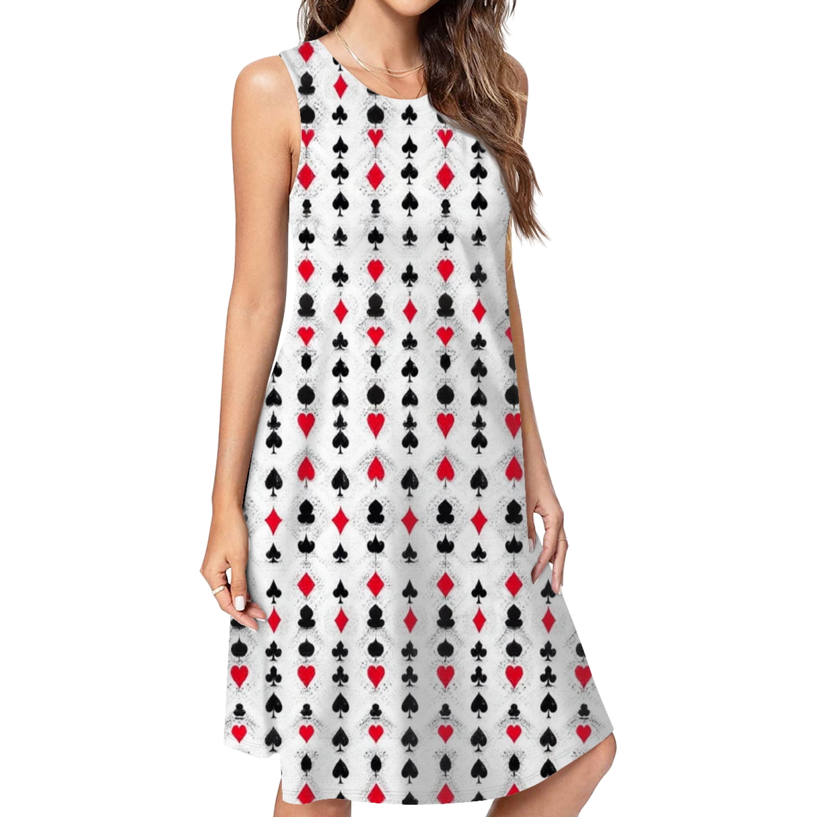 Card Suits Pattern Dress Loose Women'S Dress Beach Dresses With Pockets ...