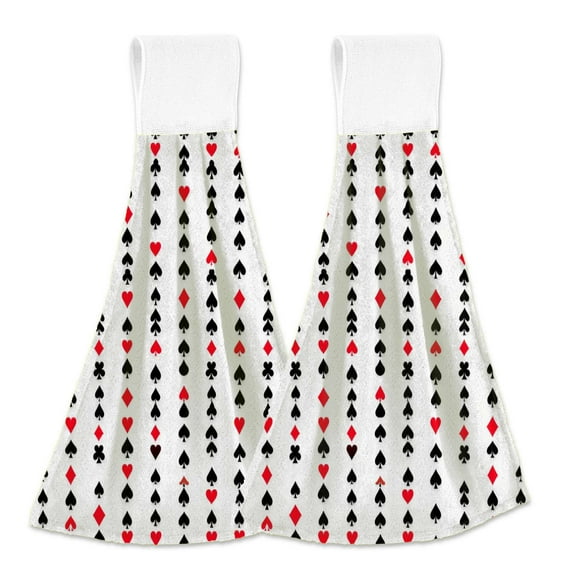 Card Suits Pattern Hanging Kitchen Hand Towels Sets with Loop Hand ...