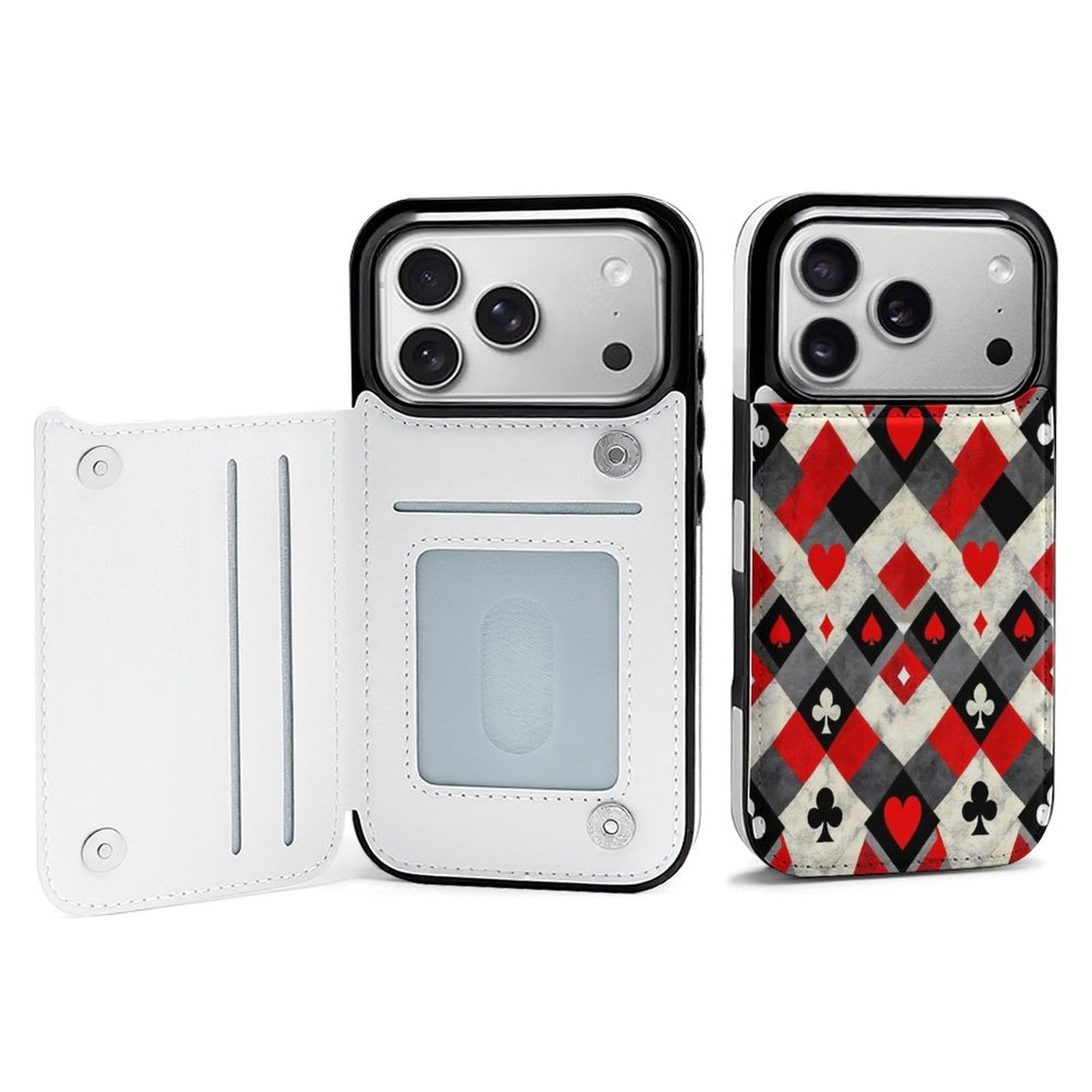 Card Suits Pattern Leather Wallet Case for iPhone 16 Plus Wallet Case ...