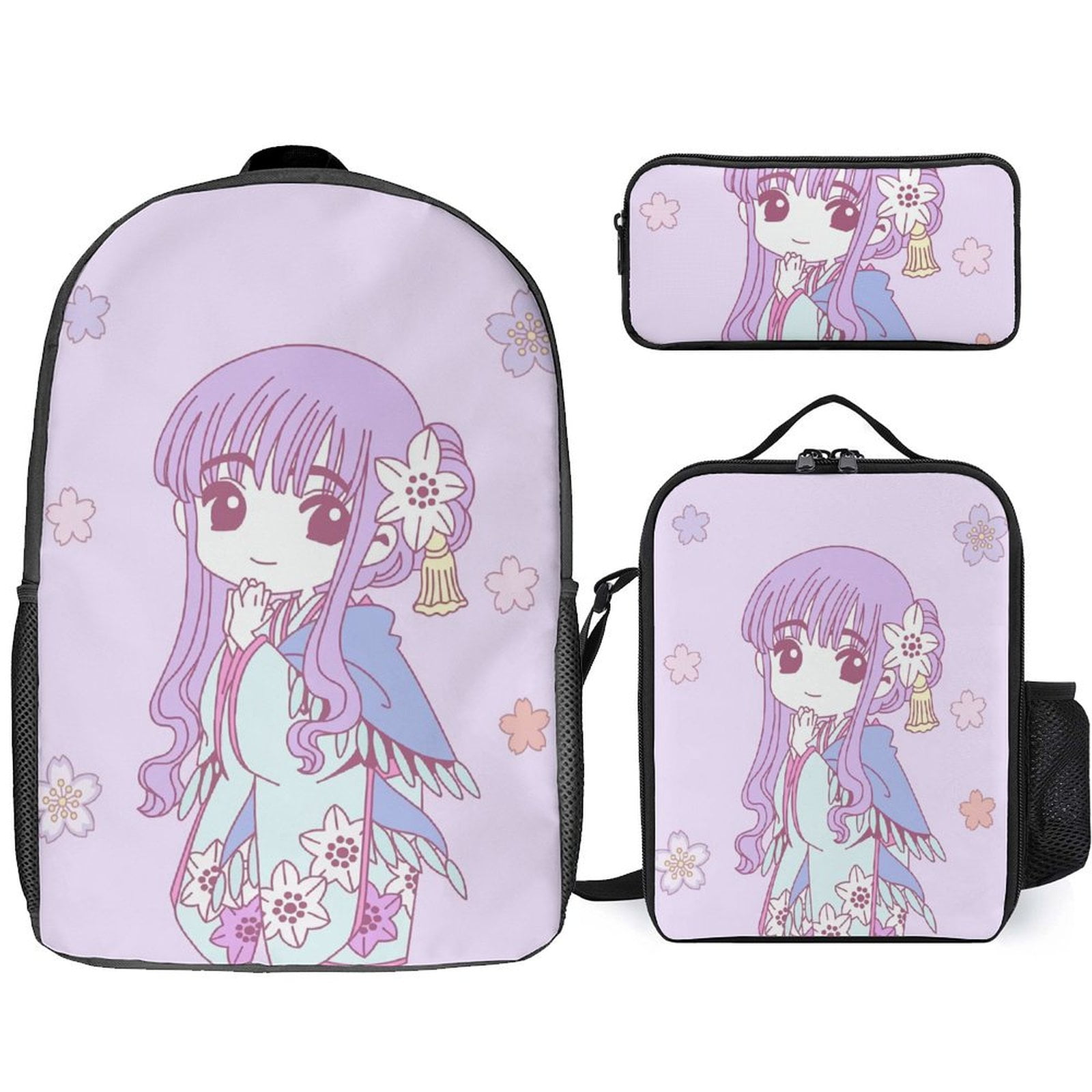 CardCaptor Sakura Anime Print School Bag 3 Pcs Set, Backpack, Lunch Bag ...