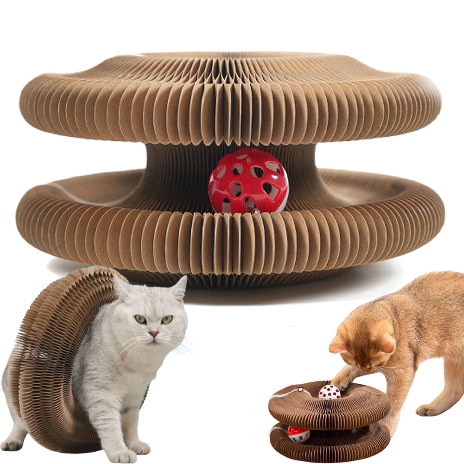 Cardboard Accordion Cat Toy,Foldable Cats Scratch Board Toys with Bell ...