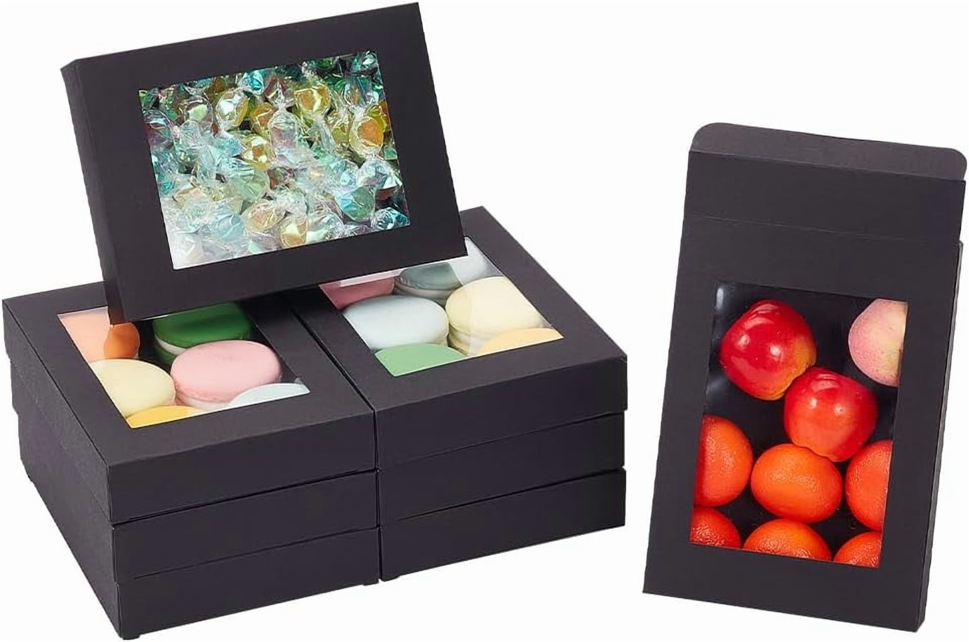 Cardboard Box with PVC Clear Window Rectangle Black 14.5x10.5x2.5cm ...