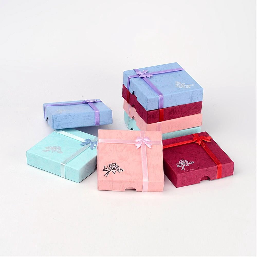Cardboard Bracelet Boxes with Flower Sponge and Fabric inside Square ...