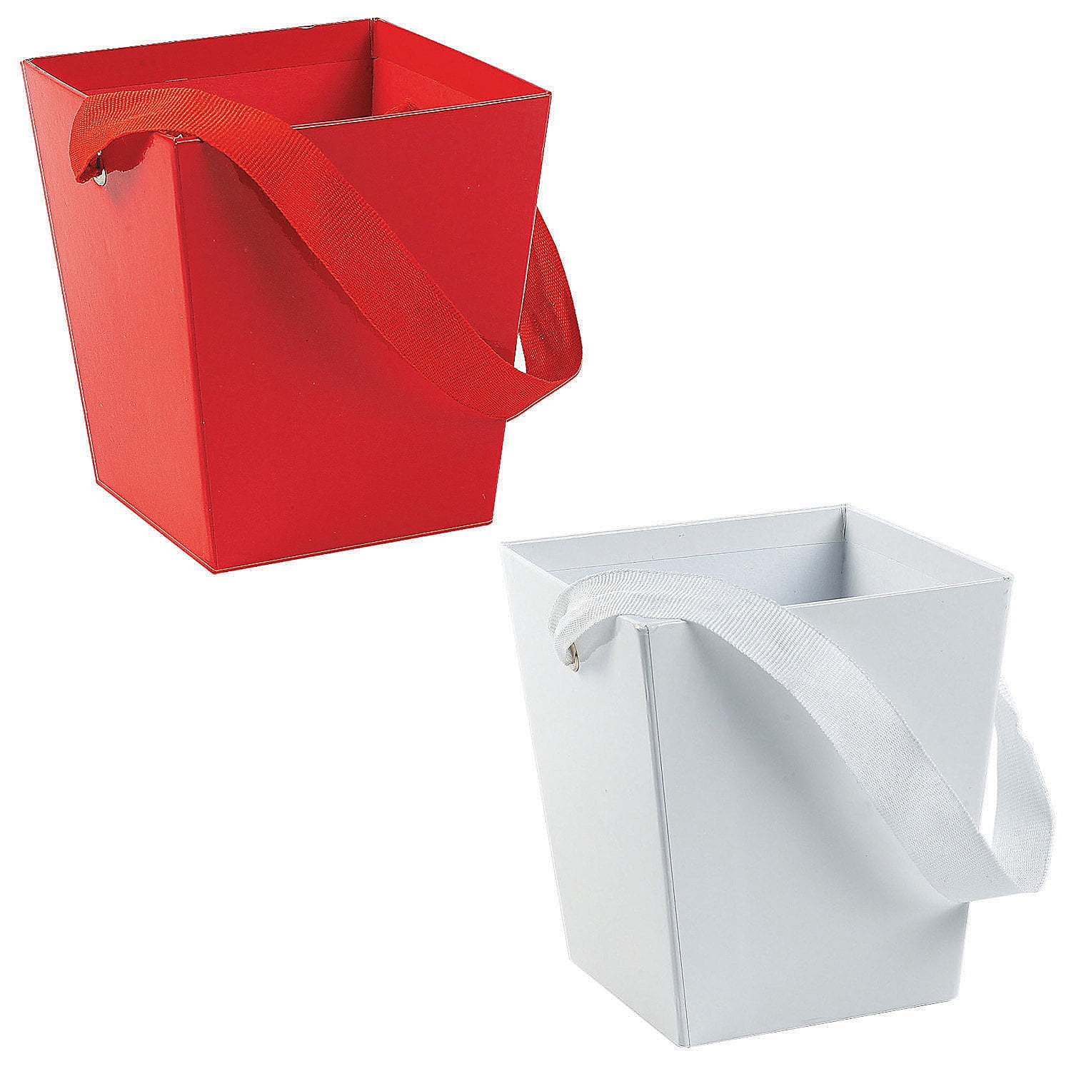 Cardboard Buckets with Ribbon Handle Kit Red & White - 12 Pieces ...
