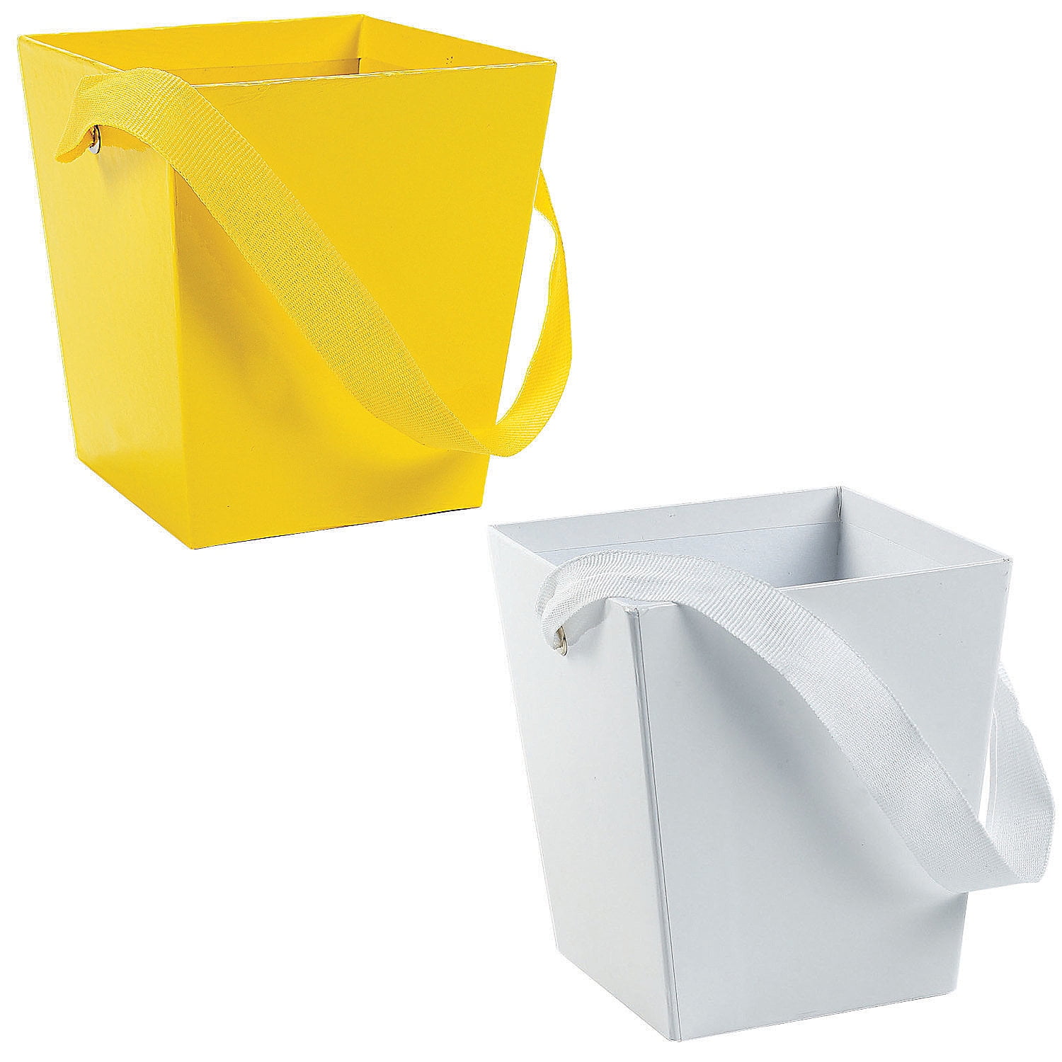 Cardboard Buckets with Ribbon Handle Kit White & Yellow - 12 Pieces ...
