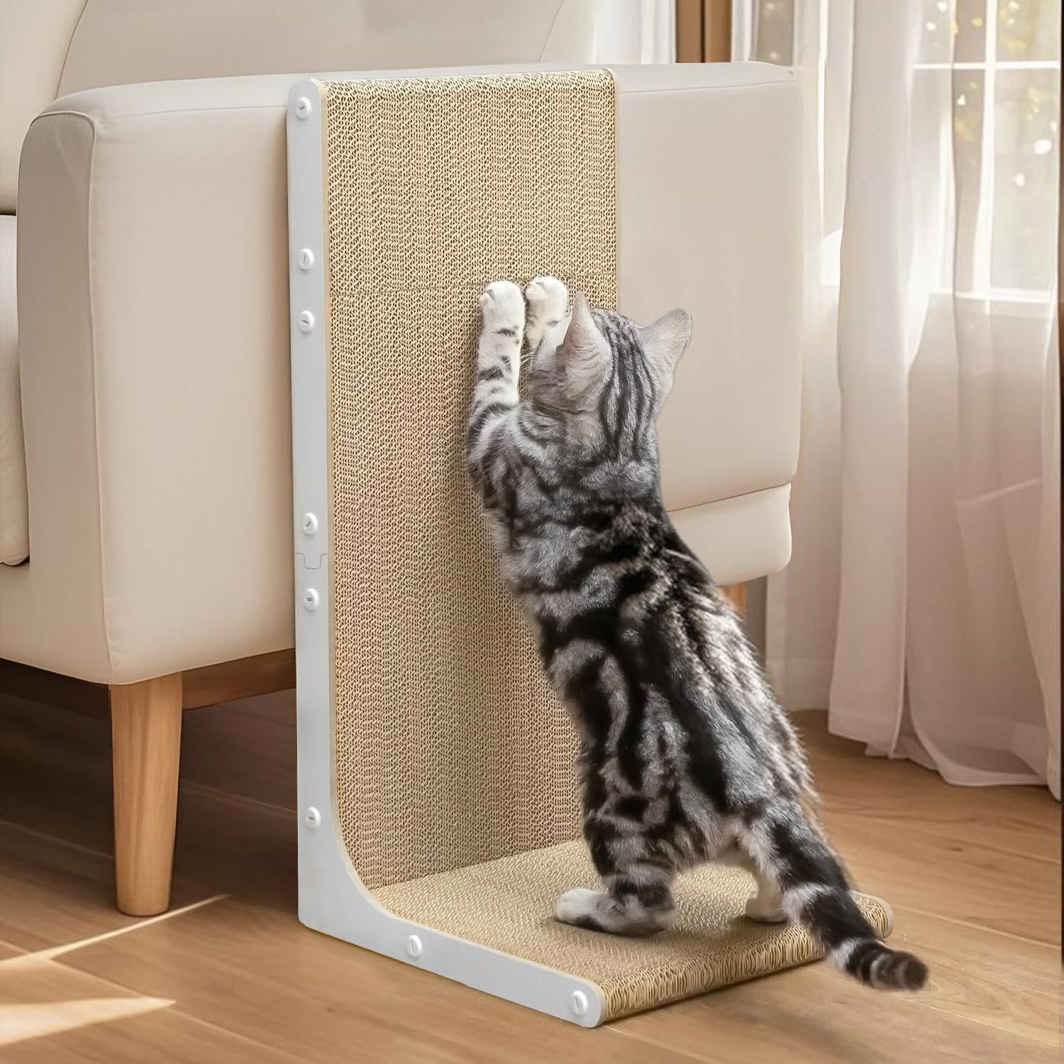 Cardboard Cat Scratcher,23 Inch L Shape Scratch Pad Wall Mounted ...