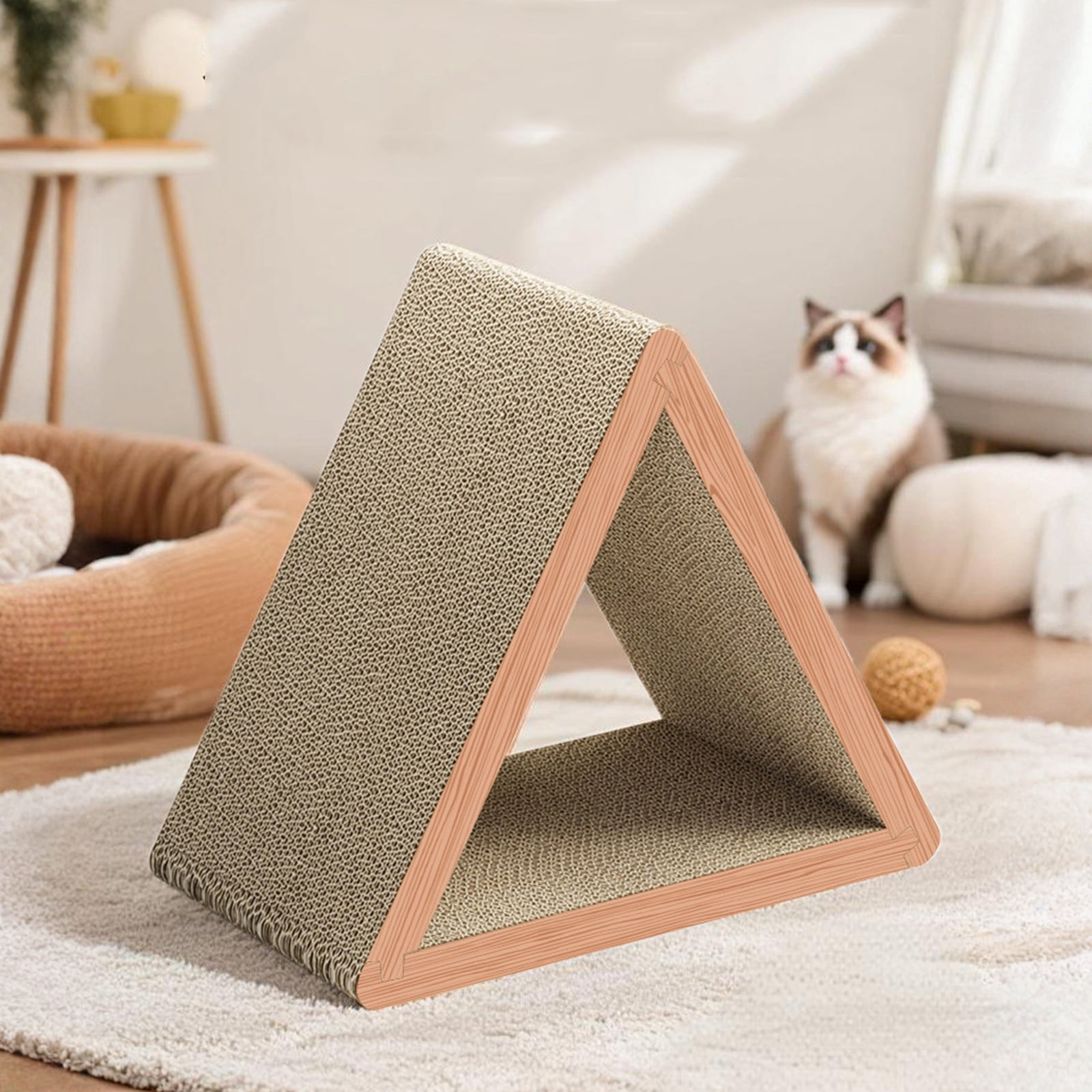 Cardboard Cat Scratcher, Buildable Triangle Cat House Scratching Pad ...