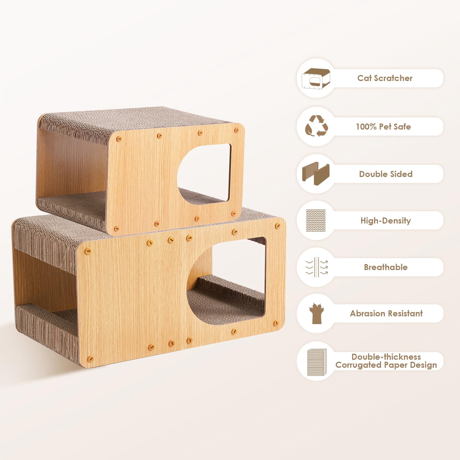 Cardboard Cat Scratcher House 17-inch Corrugated For Indoor Cats Kitten ...