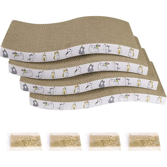 Cardboard Cat Scratcher Pads, Double-Sided, 8-Pack (4 Flat, 4 Wavy ...