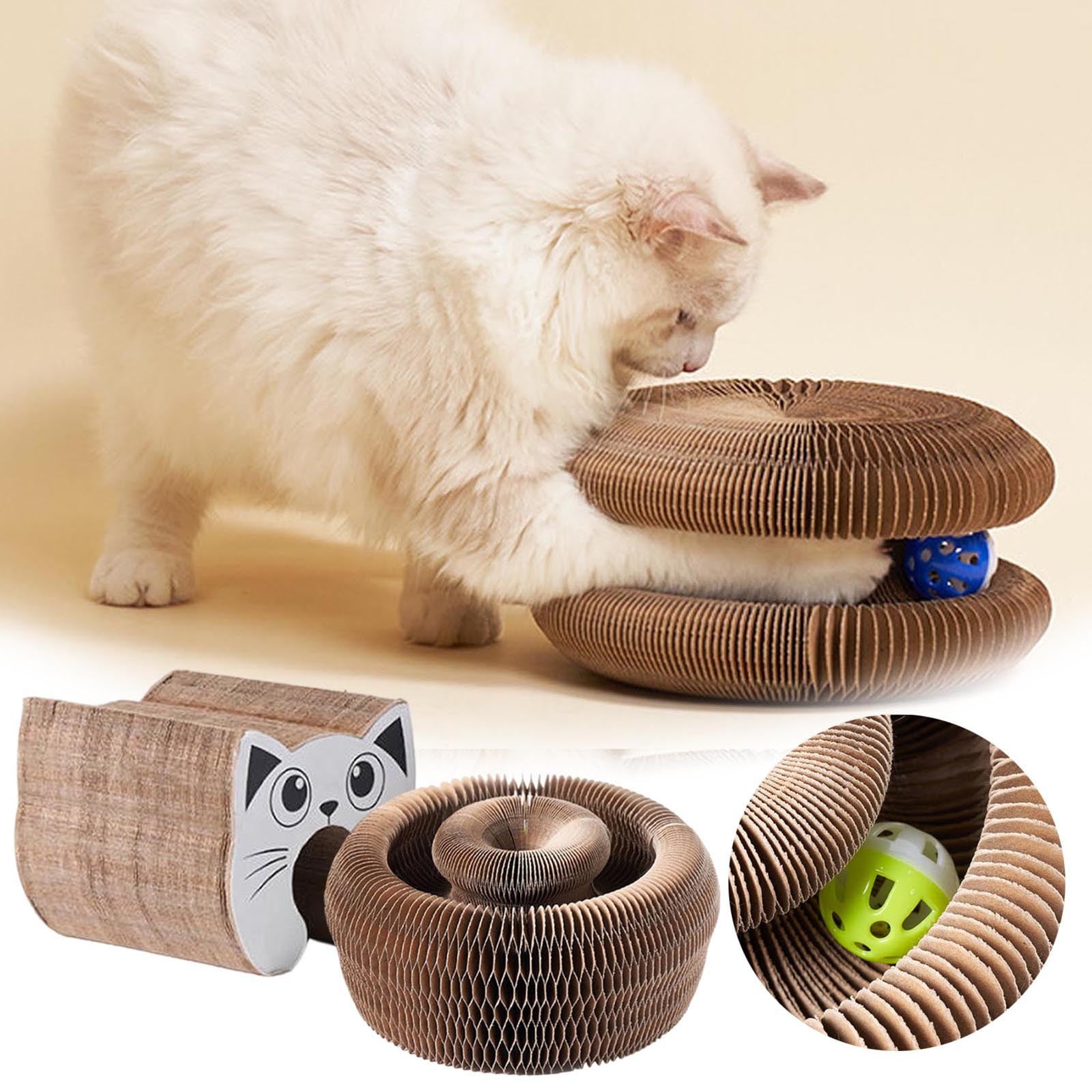 Cardboard Cat Scratching Post Magic Scratching Post with Bell, Foldable ...