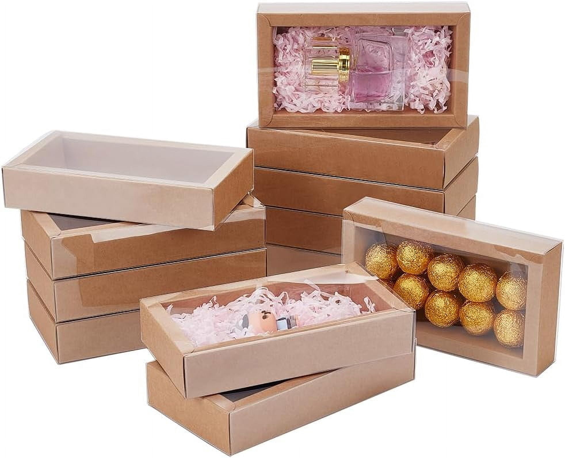 Cardboard Drawer Gift Storage Boxes with Clear Cover Rectangle ...