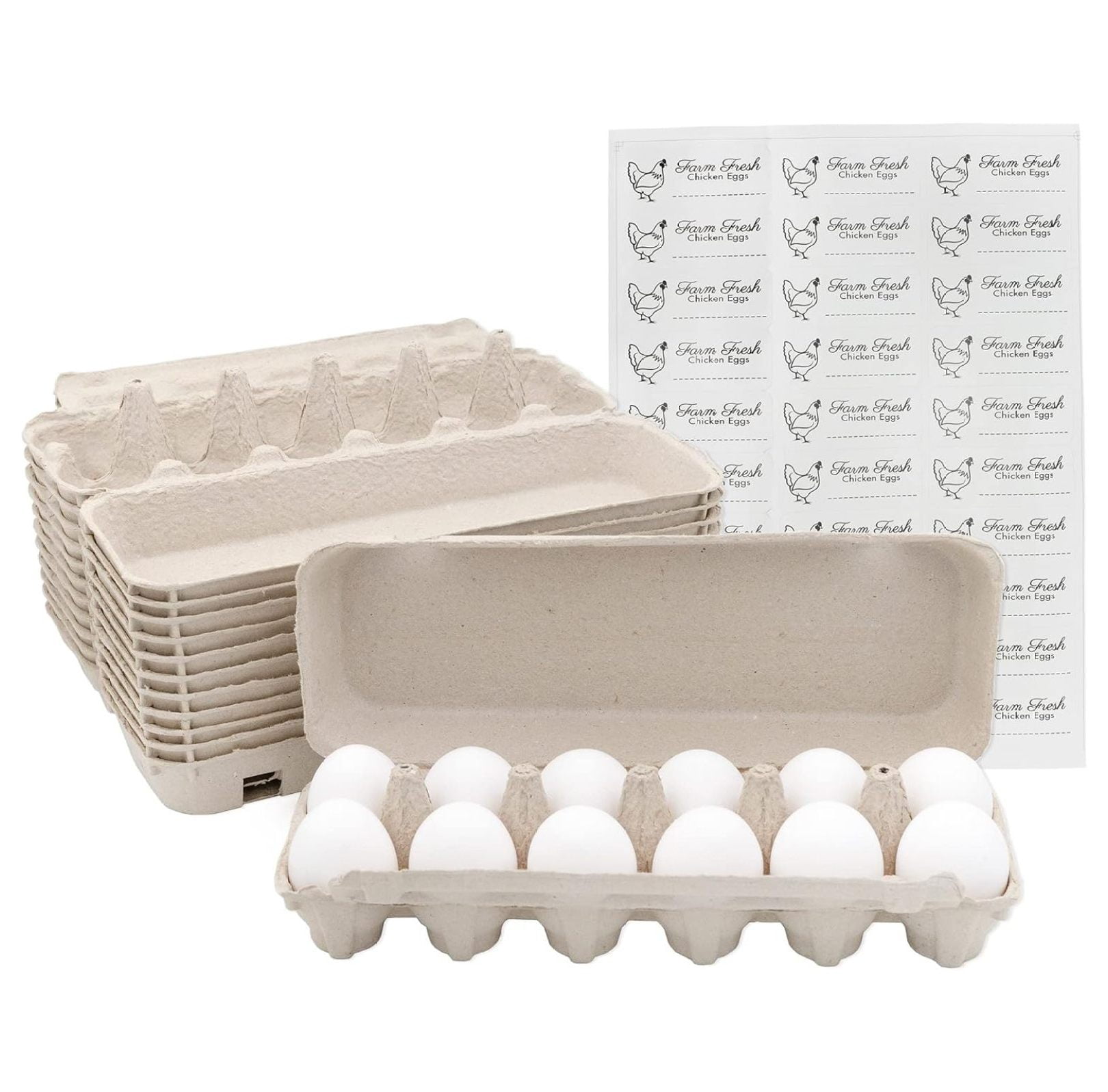 Cardboard Egg Cartons (12-Pack) - Recycled Paper, Biodegradable, Blank ...