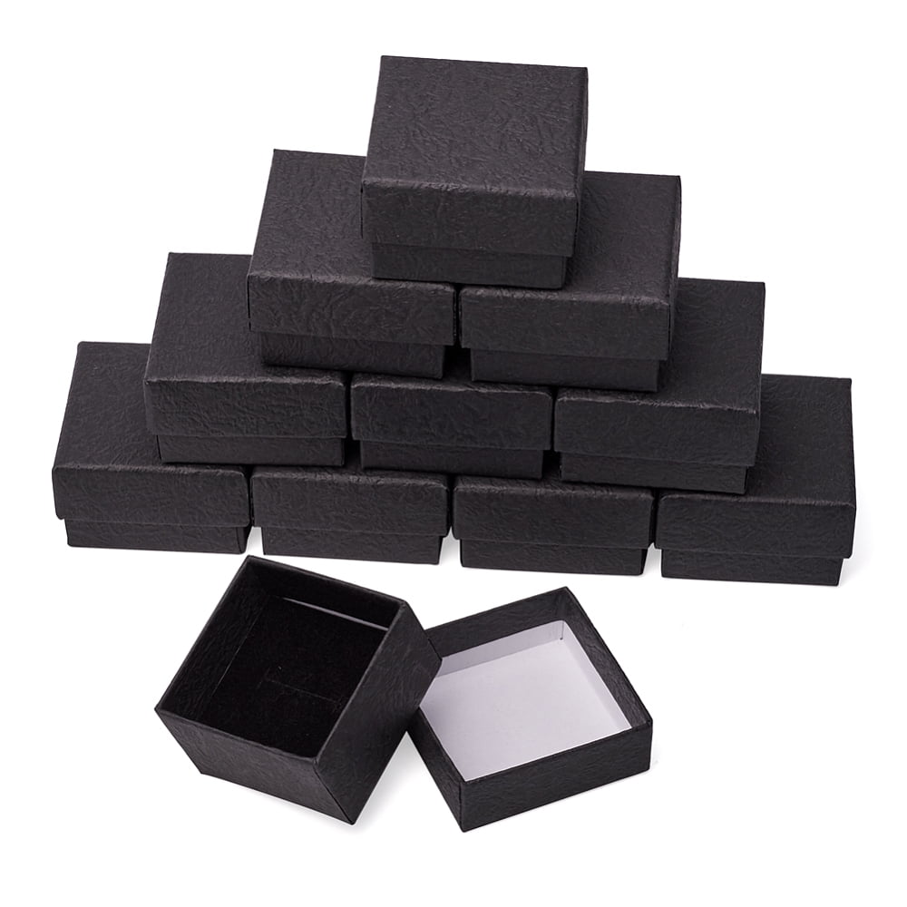 Cardboard Gift Boxes with Black Sponge inside Square Black 5x5x3.3cm ...